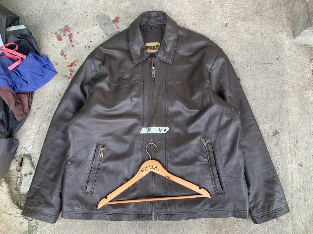 AUTHENTIC EXCELLED LEATHER JACKET FULL ZIP BIG SIZE 32L x 30W, Men's ...