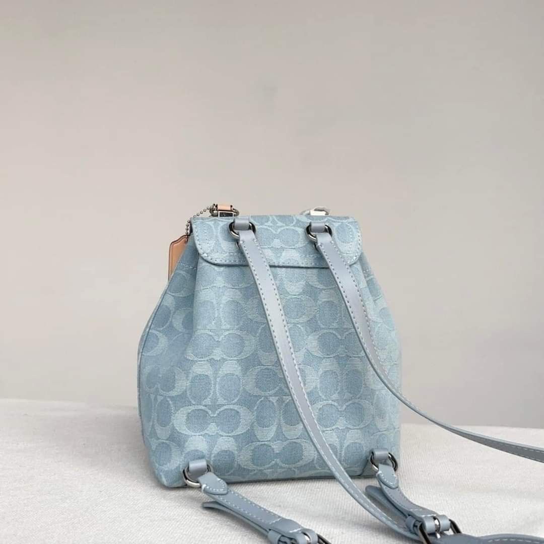 Coach Mini Riya Backpack in Signature Jacquard Blue, Women's Fashion ...
