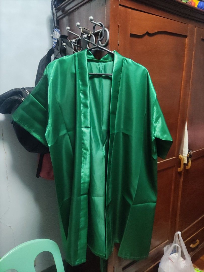 Emerald green silk satin bridal robe for entourage, Women's Fashion ...