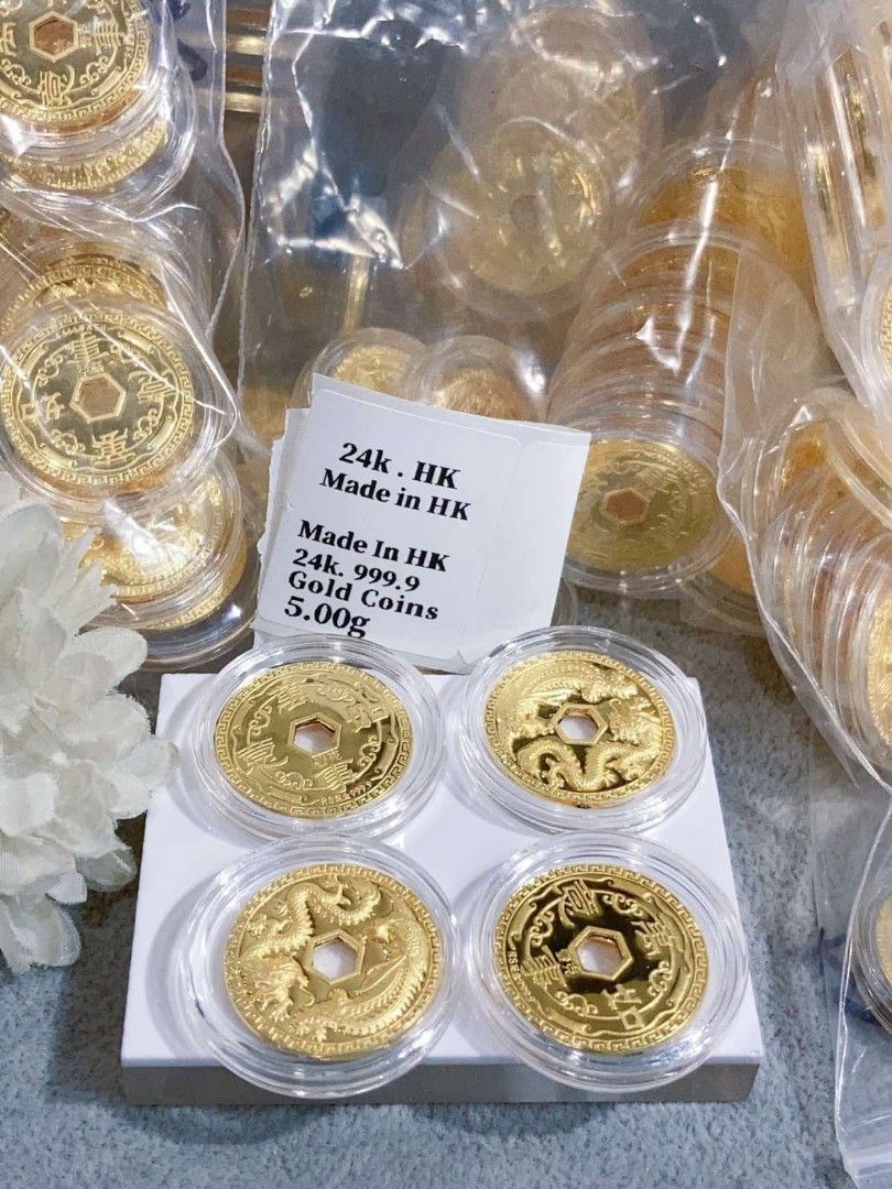 Hk 24K Dragon gold Coins, Men's Fashion, Watches & Accessories, Jewelry ...
