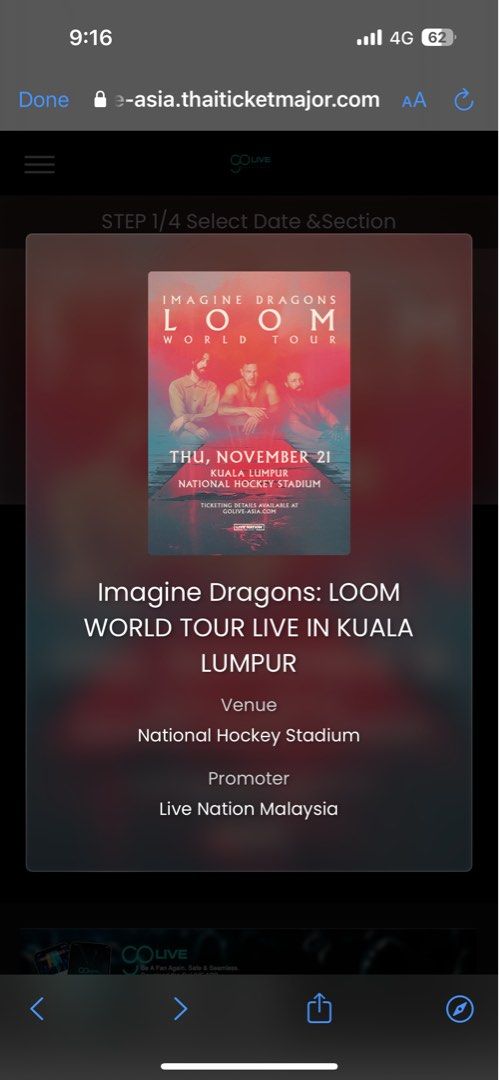 Imagine Dragon Loom Tour Standing Zone Cat4 for RM480 ONLY, Tickets ...