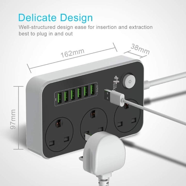 LDNIO SK3604 Power Socket with UK 3 Pin + 6 USB Fast Charger 250V/2500W ...