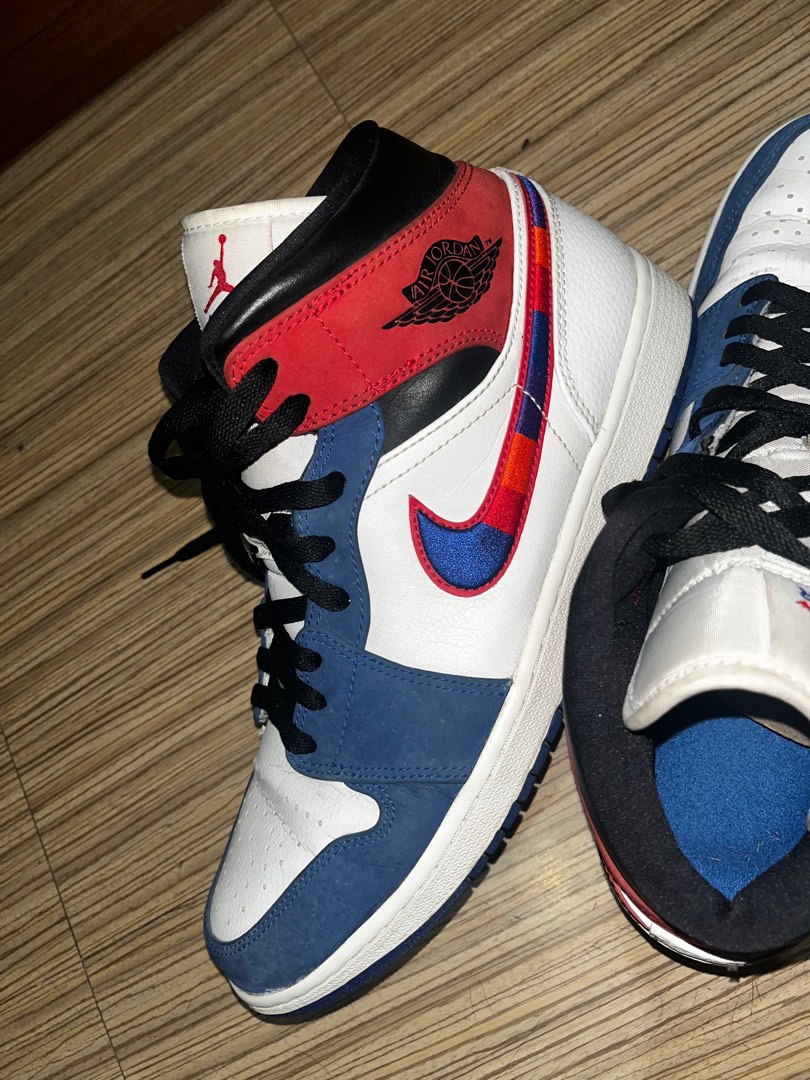 NIKE Jordan 1 Mid Cut Tricolor Swoosh, Men's Fashion, Footwear ...