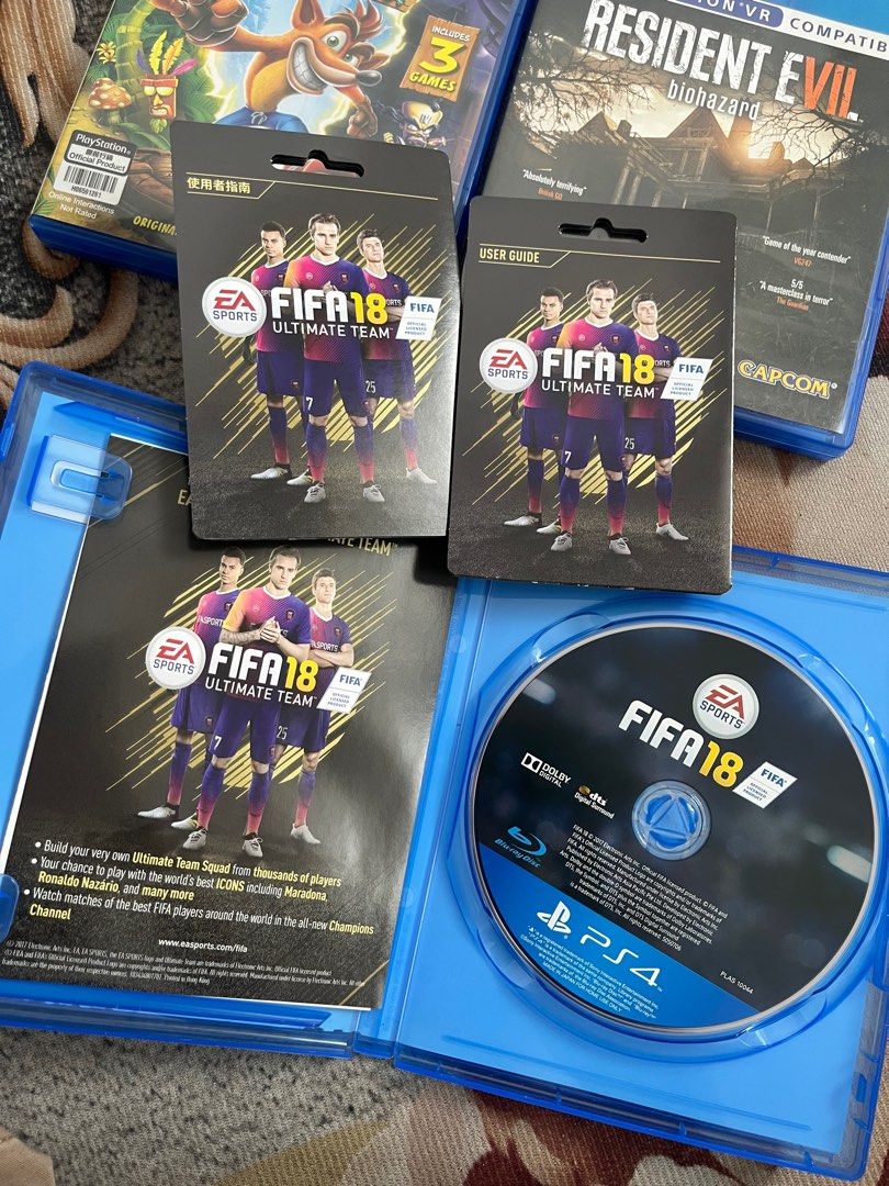 PS4 FIFA 18, RESIDENT EVIL VII, CRASH BANDICOOT N SANE TRILOGY CD GAMES ...