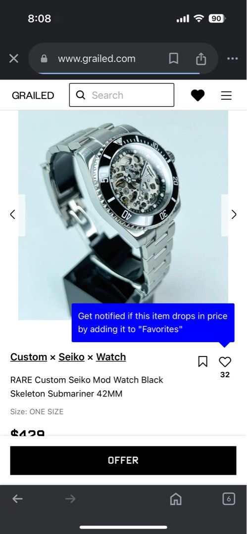 Seiko submariner skeleton mod, Men's Fashion, Watches & Accessories ...