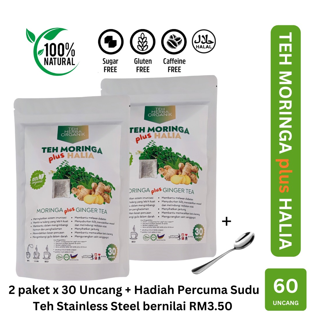 Teh MORINGA plus HALIA (Teh MoriLia) | Moringa plus Ginger Tea | 60 ...