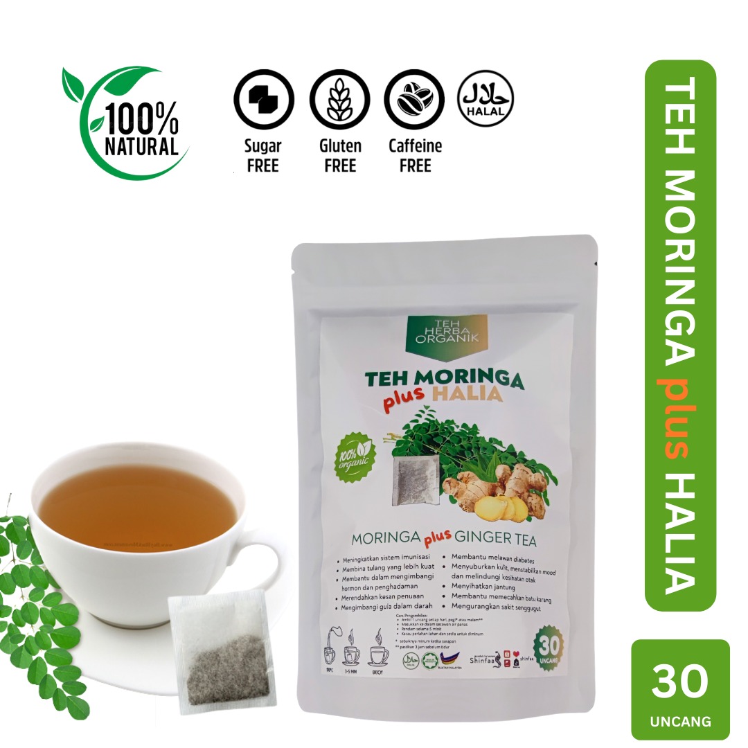 Teh MORINGA plus HALIA (Teh MoriLia) | Moringa plus Ginger Tea | 30 ...