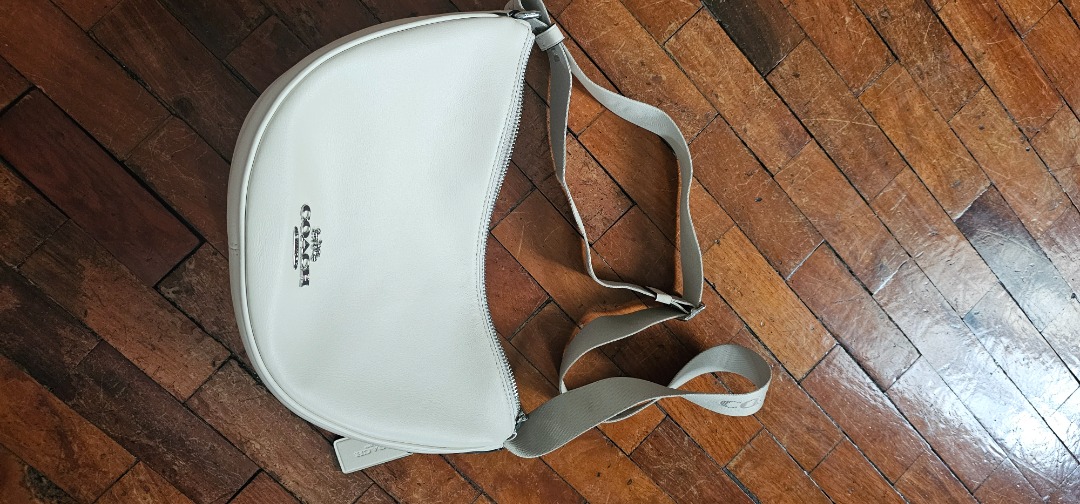White Coach cross body moon shaped bag, Women's Fashion, Bags & Wallets ...