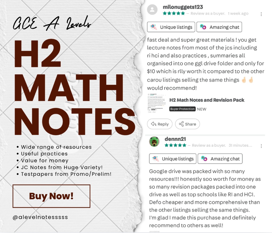 ⚡️[2024] H2 Math Mathematics JC A Level 9758 Package RJC Raffles HCI ...