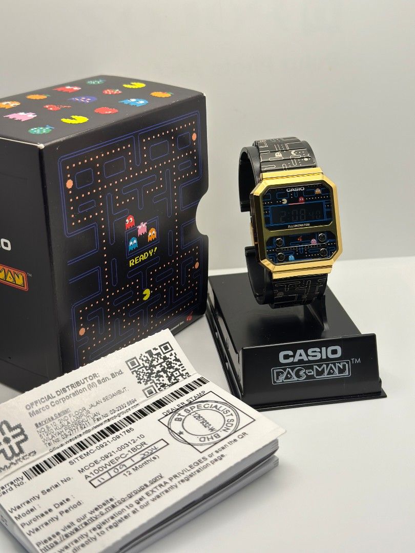 Casio Vintage x PAC-MAN Digital Black/Gold Men's Watch, Men's Fashion ...