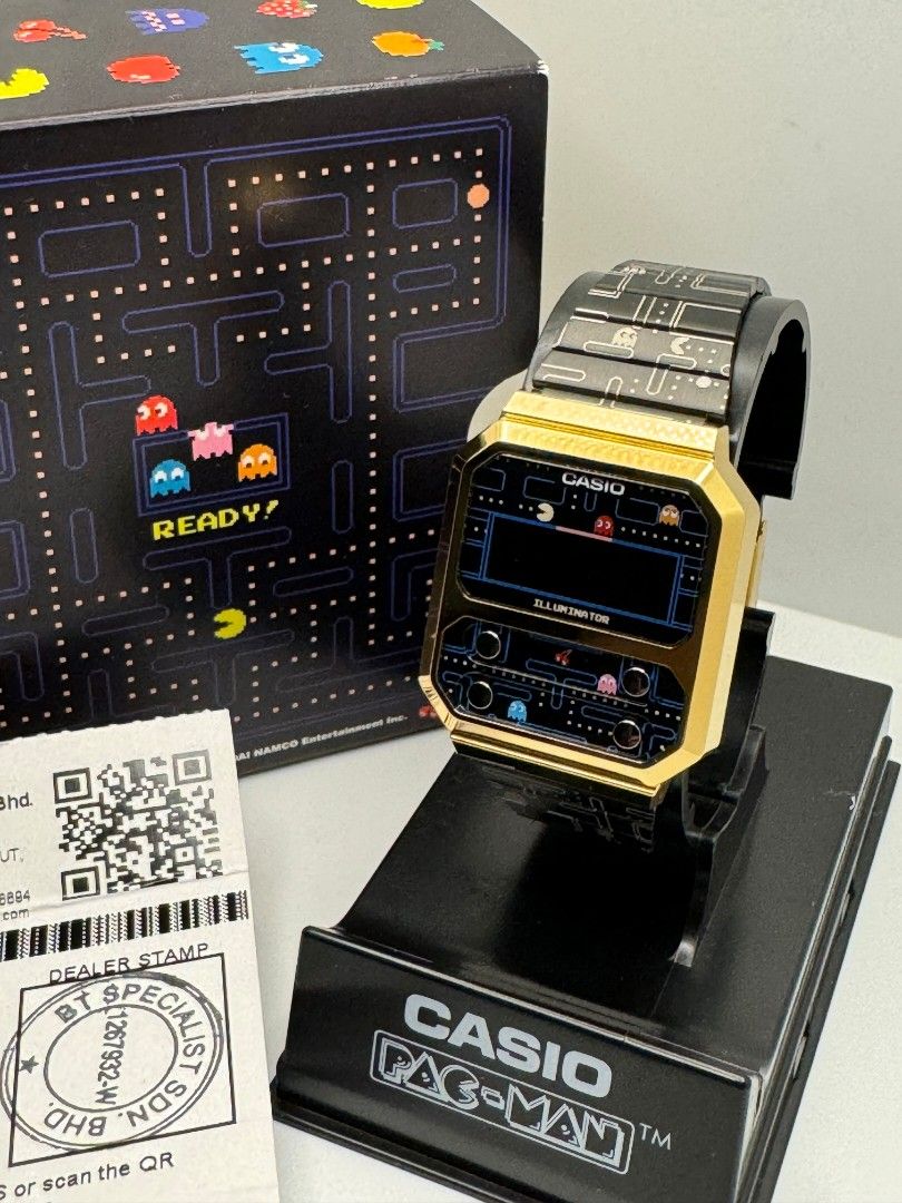 Casio Vintage x PAC-MAN Digital Black/Gold Men's Watch, Men's Fashion ...