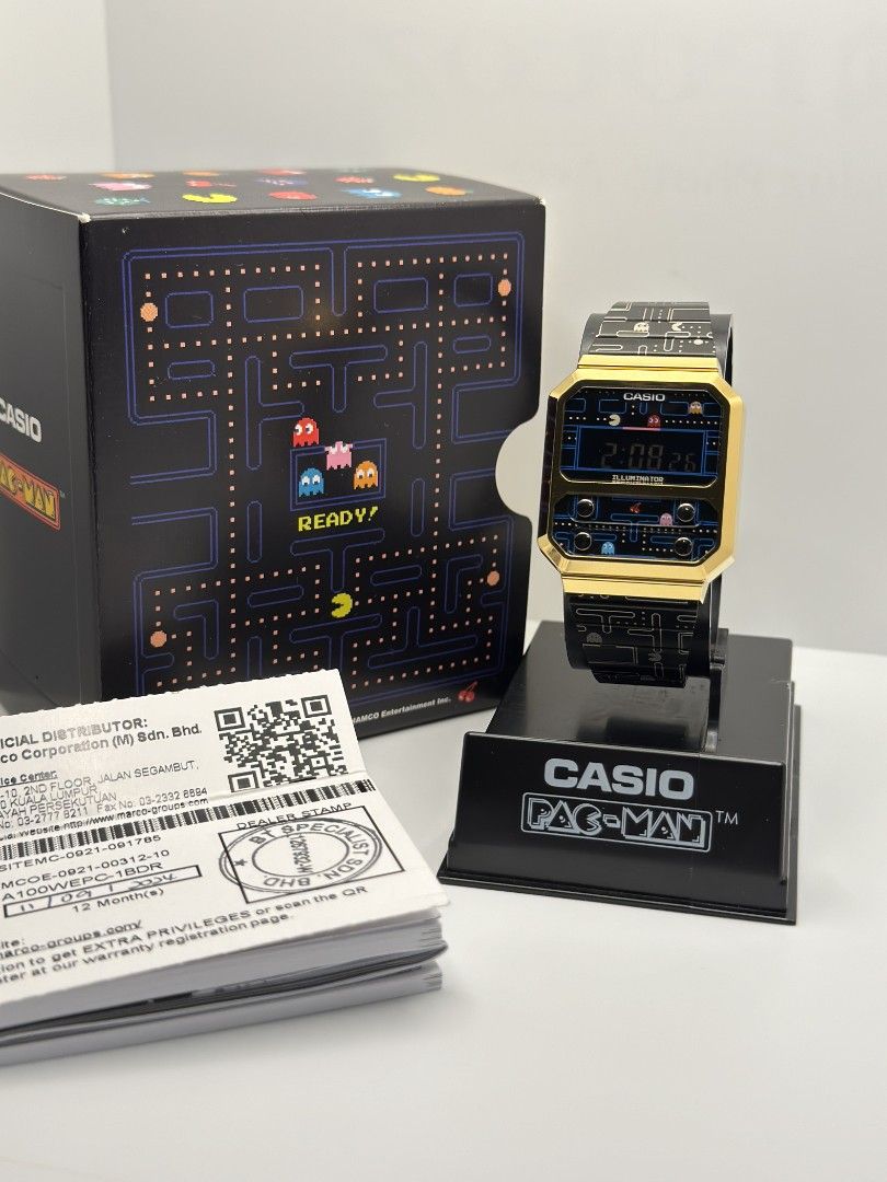 Casio Vintage x PAC-MAN Digital Black/Gold Men's Watch, Men's Fashion ...