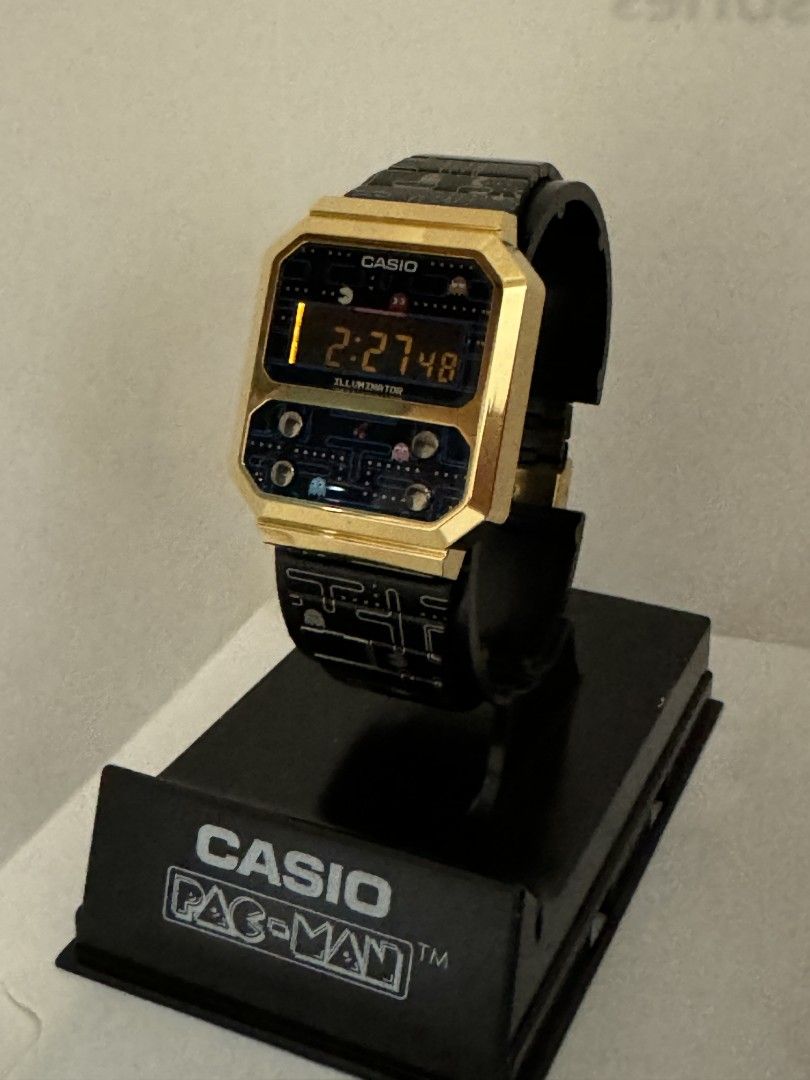 Casio Vintage x PAC-MAN Digital Black/Gold Men's Watch, Men's Fashion ...