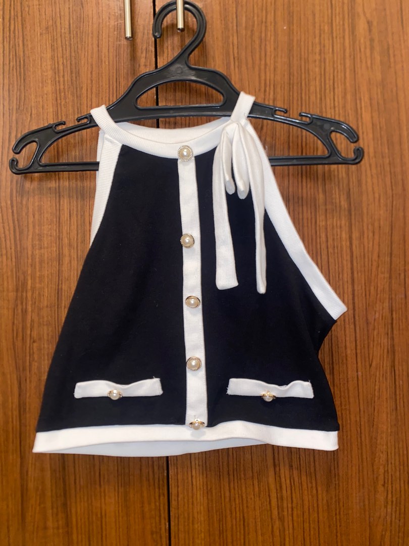 Chanel Inspired Halter Top - Shein, Women's Fashion, Tops, Sleeveless ...