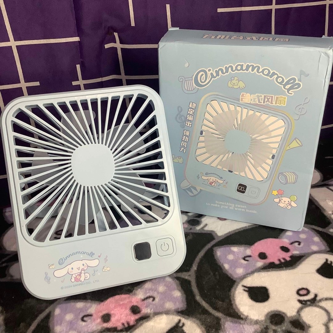 Official Cinnamoroll Rechargeable Square Fan, Furniture & Home Living ...
