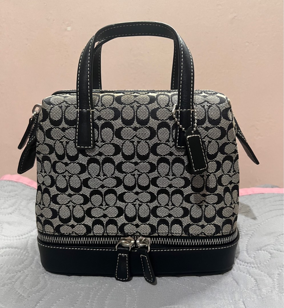 Coach Black Monogram Mini Vanity Bag, Women's Fashion, Bags & Wallets ...