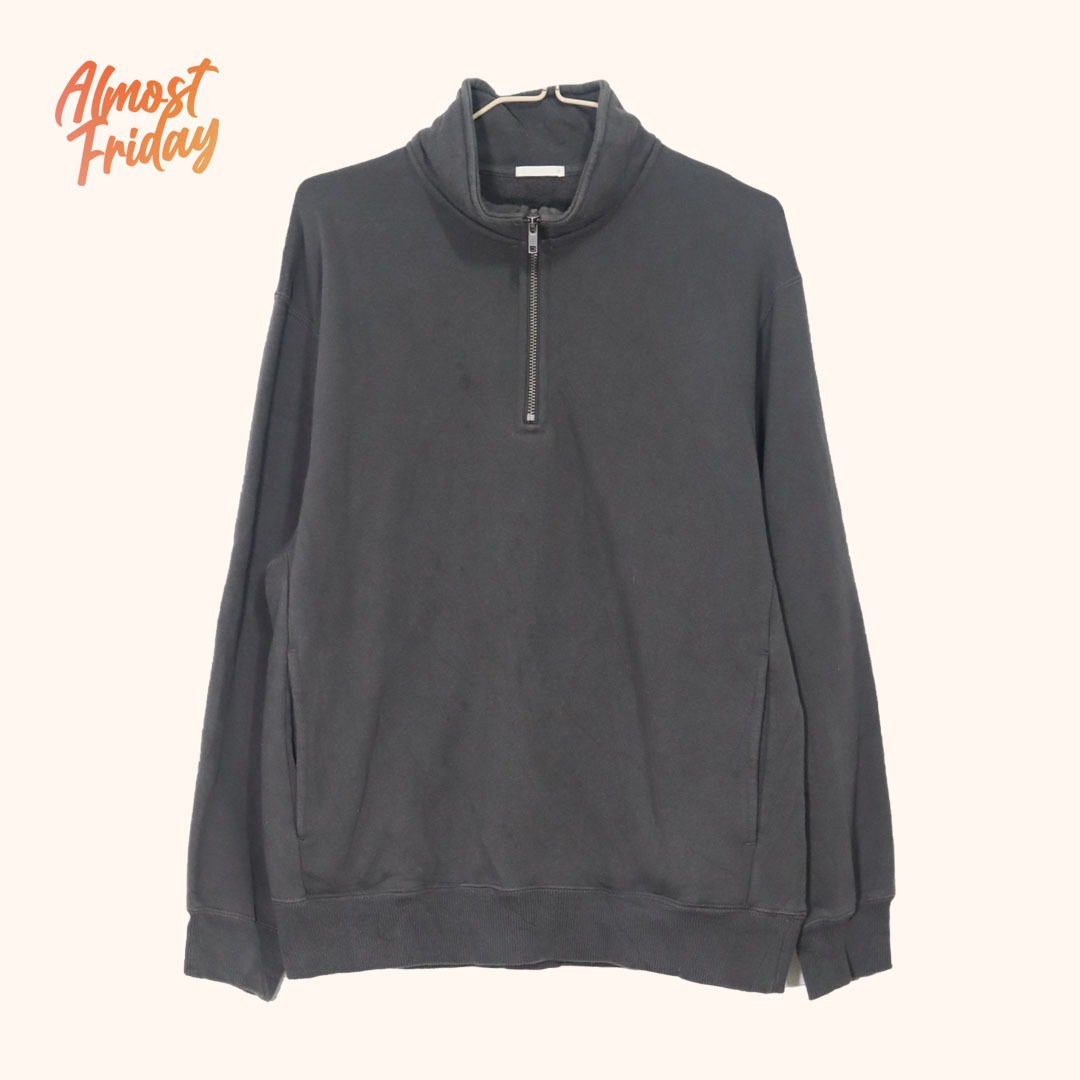 GU Half Zip Grey Jacket (Preloved) Small, Men's Fashion, Coats, Jackets ...