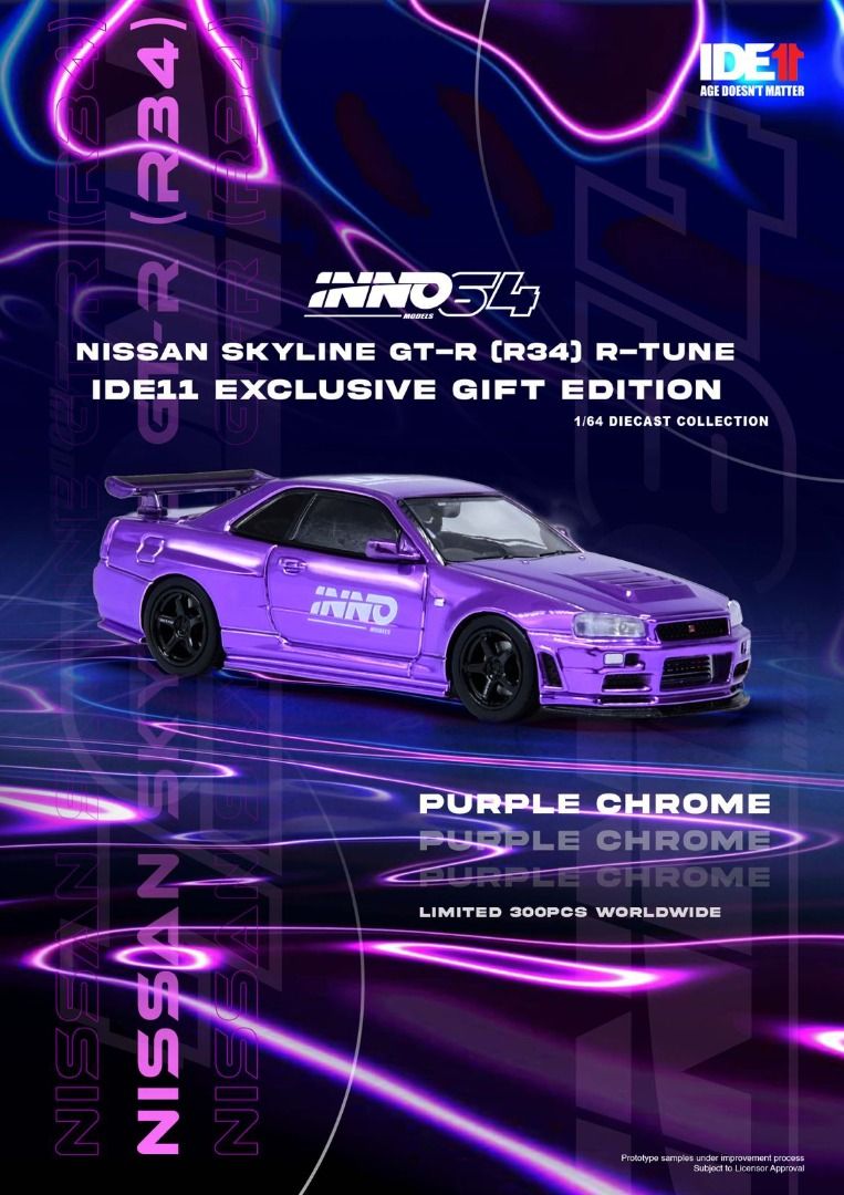 INNO64 Nissan Skyline GT-R R34 R-Tune Purple Chrome IDE11 (Indonesia ...