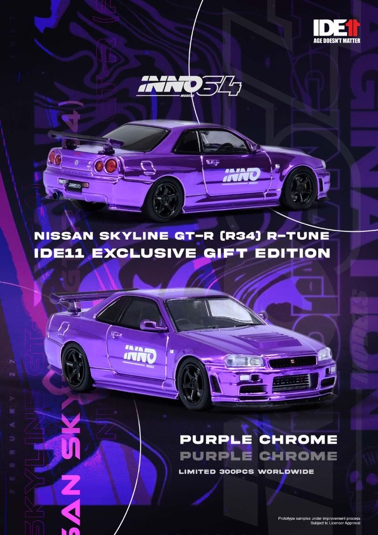 INNO64 Nissan Skyline GT-R R34 R-Tune Purple Chrome IDE11 (Indonesia ...