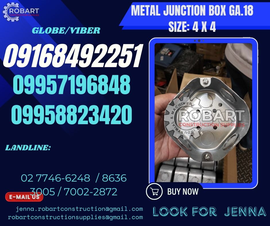 Metal Junction Box Ga.18 Size: 4 x 4 Combination 1/2 & 3/4 Brand ...