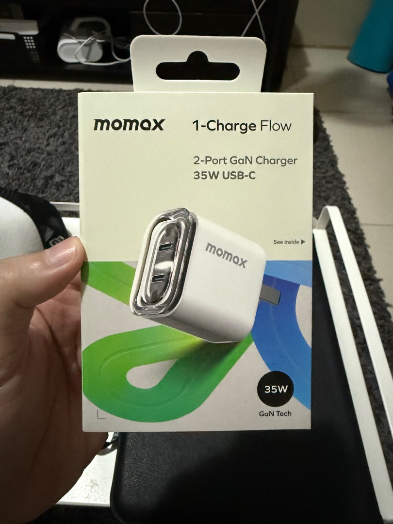 MOMAX 1-Charge Flow 2-port GaN Charger, Mobile Phones & Gadgets, Mobile ...