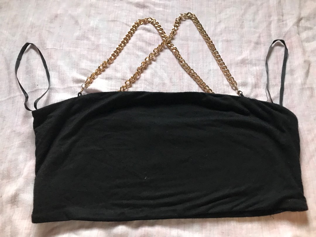 Shein Tube in Gold Chain Straps, Women's Fashion, Tops, Sleeveless on ...
