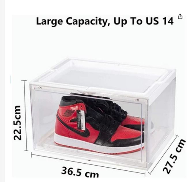 Shoes Box Storage Containers, Clear Sneaker Storage Box Side Open Door ...