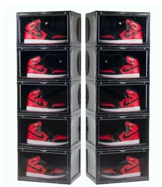Shoes Box Storage Containers, Clear Sneaker Storage Box Side Open Door ...