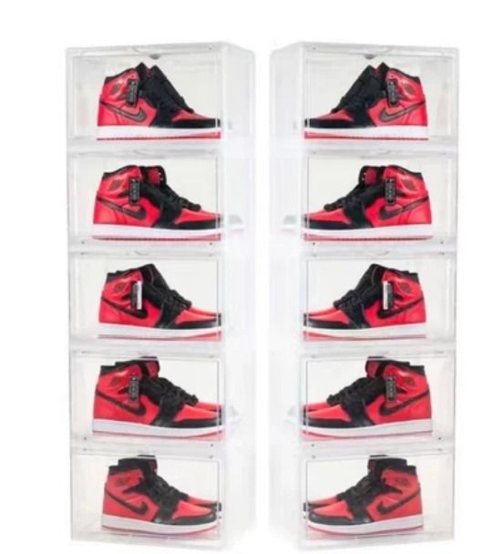 Shoes Box Storage Containers, Clear Sneaker Storage Box Side Open Door ...