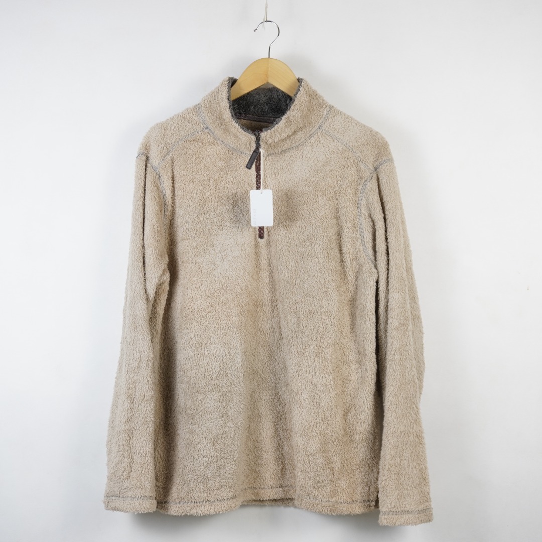 Trinity Cream Half Zip Fleece Medium Weight (XL-XXL), Men's Fashion ...