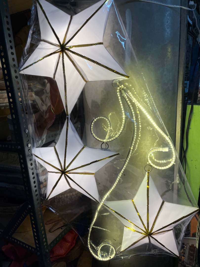 White Three Stars Hanging Parol, Furniture & Home Living, Lighting ...