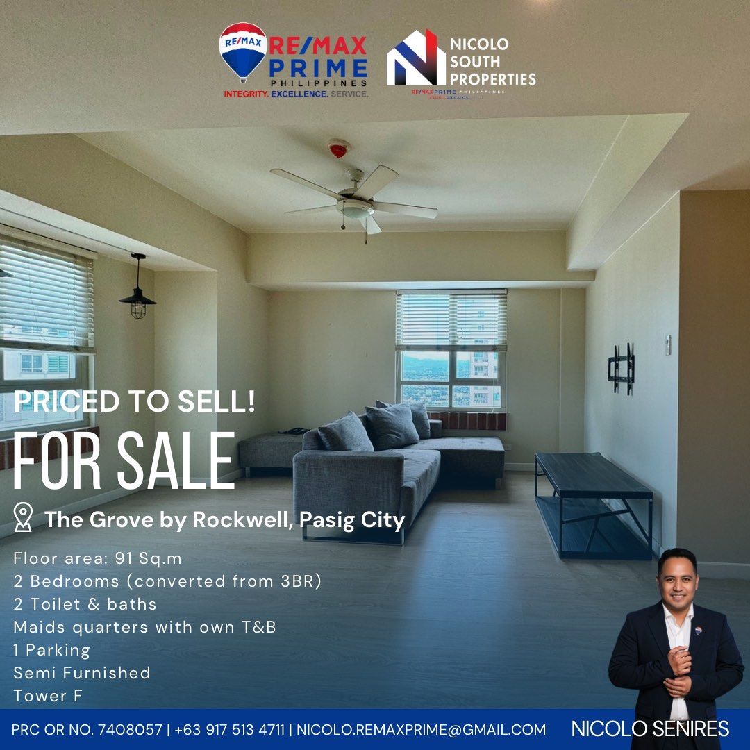 91 Sqm Unit For Sale The Grove by Rockwell Pasig, Property, For Sale ...