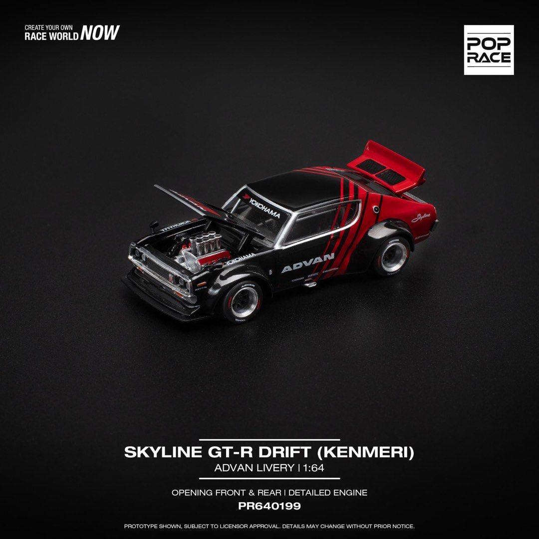 預訂 pre-order**** POP RACE 1/64 199 SKYLINE GT-R DRIFT KENMERI advan 175 ...