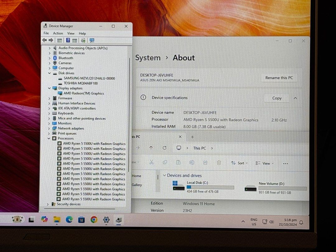 ASUS ZEN AiO All-in-One 24" inch Touch Screen FHD Desktop Computer PC ...