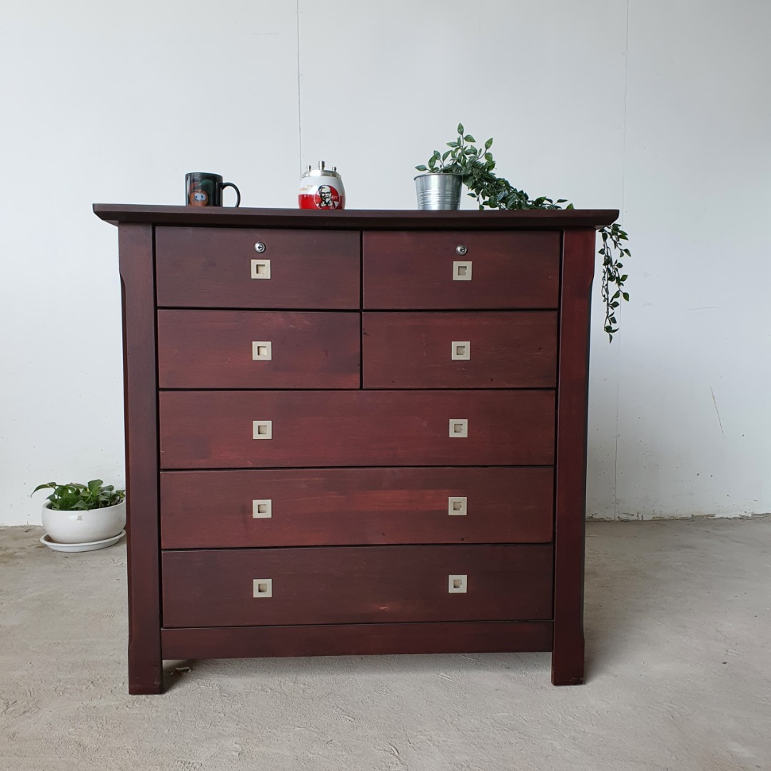 Brown Wooden 5-tier Chest Drawer (7drawers), Furniture & Home Living ...