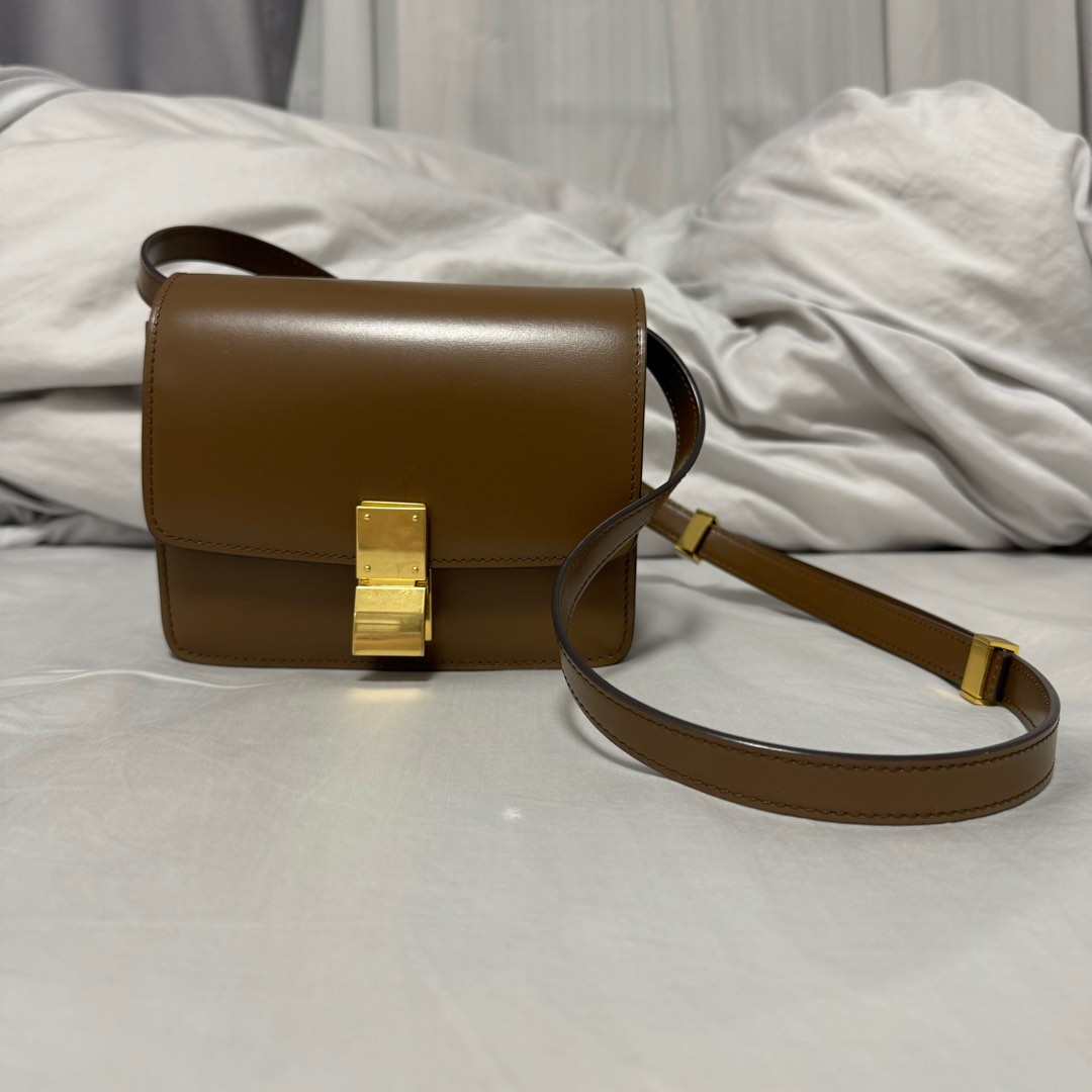 Celine Class Box Bag Small Crossbody Brown 啡色真皮斜孭側背袋, 名牌, 手袋及銀包 - Carousell