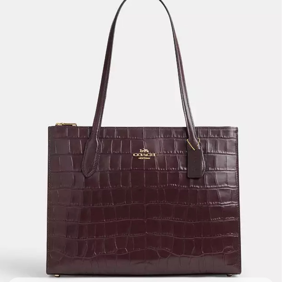 Coach Nina Tote Bag with Croc-Embossed, Luxury, Bags & Wallets on Carousell