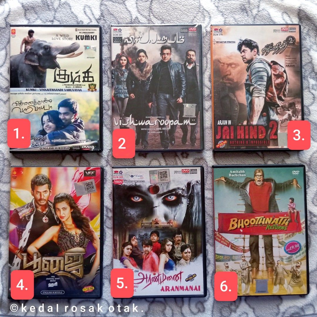 DVD filem Tamil dan Hindustan. Rm10 satu., Hobbies & Toys, Music ...