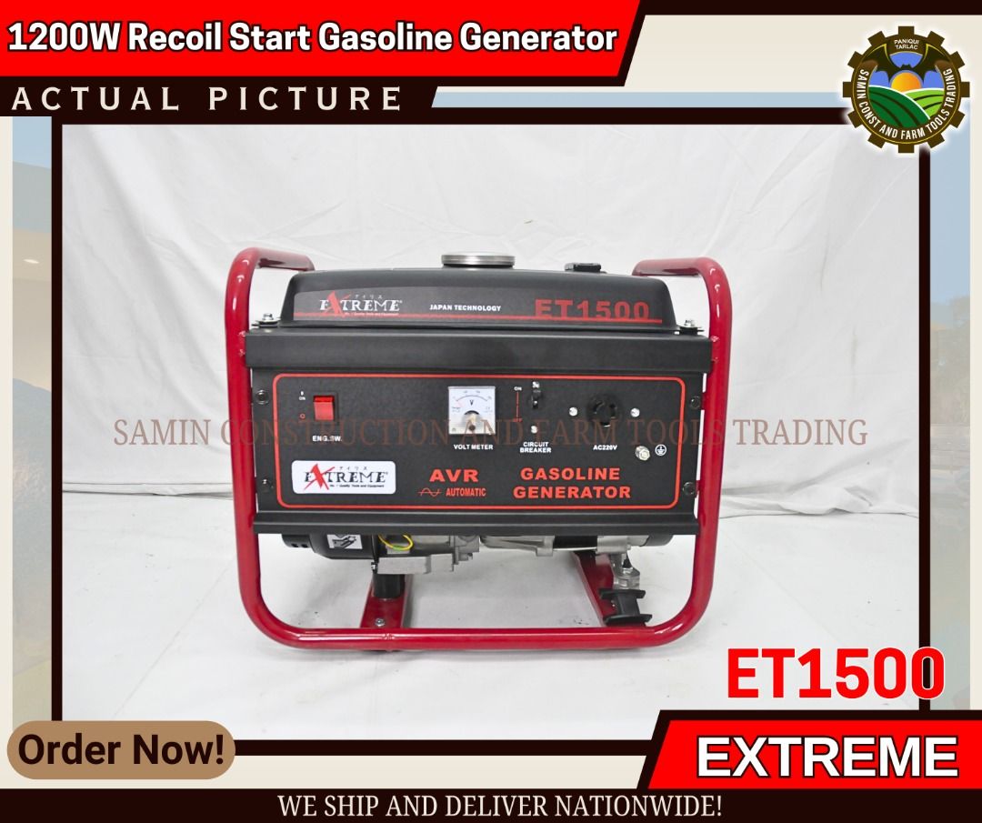 EXTREME Japan 1000W Gasoline Generator - 1.2kva AVR installed Pure Copper Winding (ET1500 ...