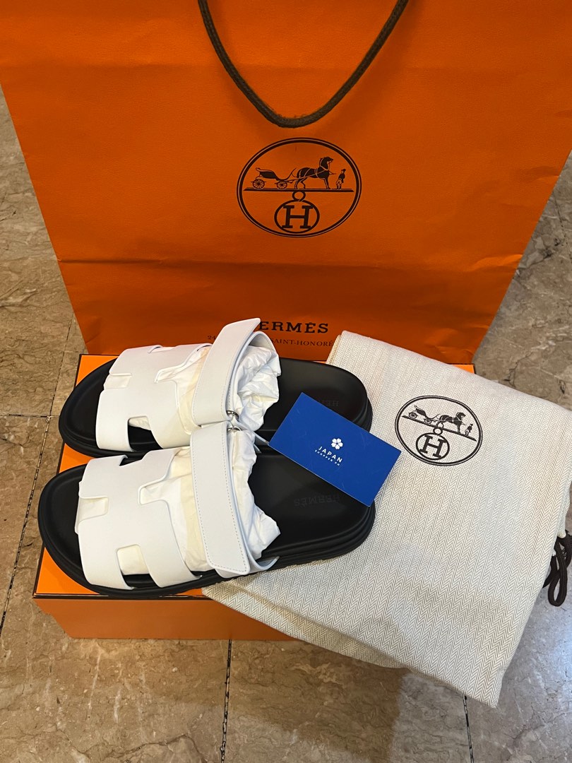 Hermes Chypre White 37, Women's Fashion, Footwear, Flats & Sandals on ...