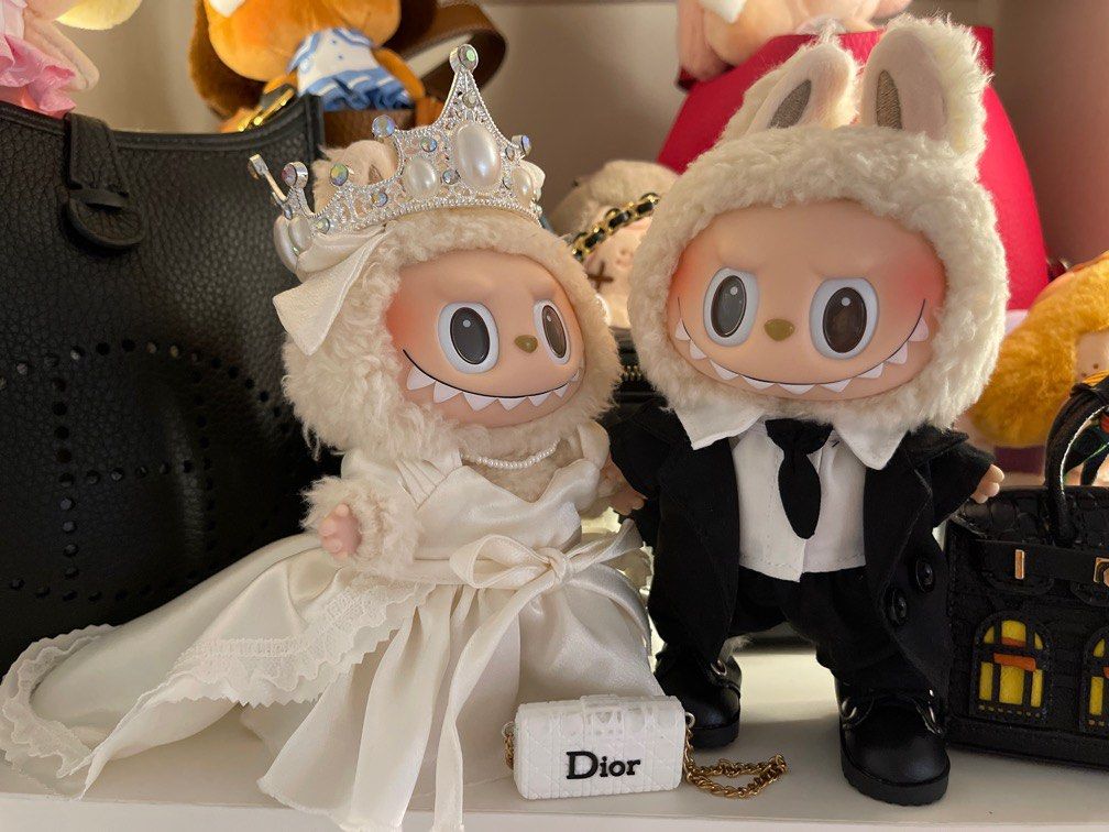 Labubu married couple in a pair with handmade wedding dress and clothes ...