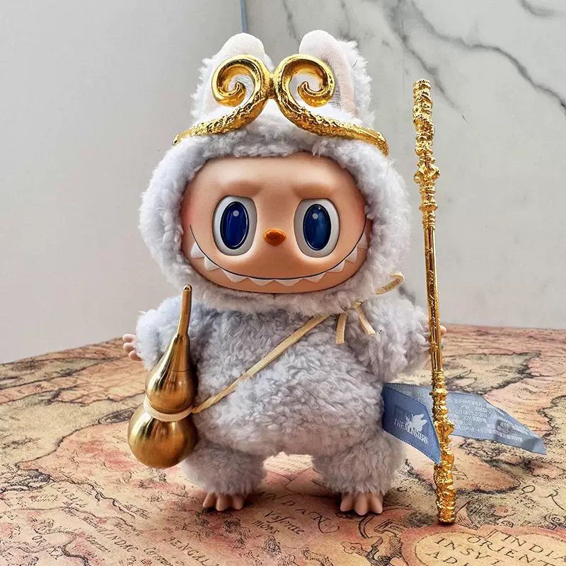 Labubu Popmart Outfit Sun Wukong Style Golden crown Golden Cudgel with ...