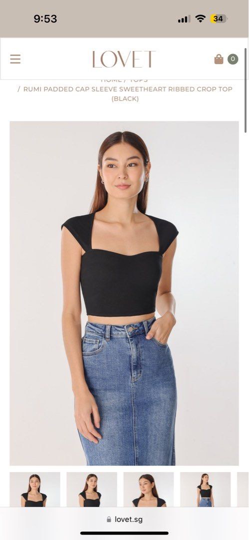 LOVET RUMI PADDED CAP SLEEVE SWEETHEART RIBBED CROP TOP, Women's Fashion, Tops, Sleeveless on ...