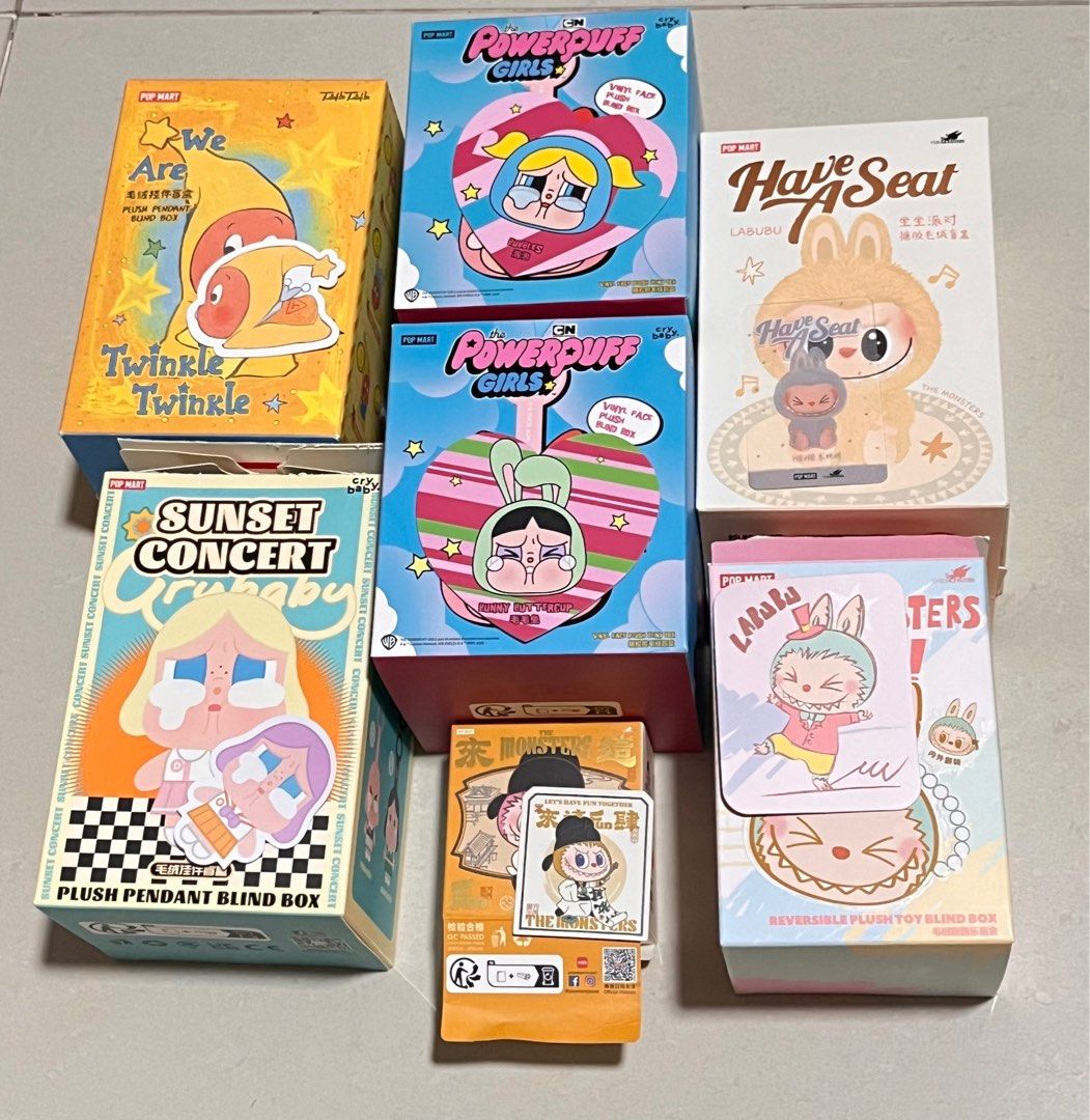 Popmart blind boxes labubu the monsters hehe crybaby sunset ppg twinkle ...
