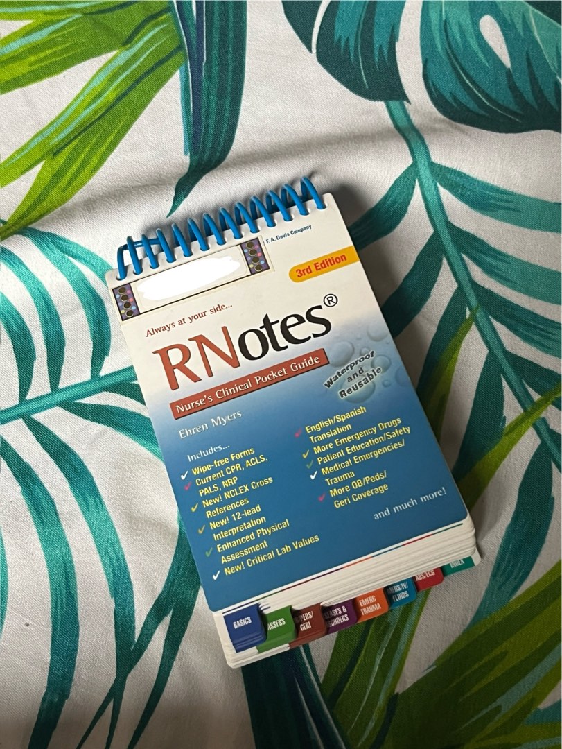 Original RNotes Nurse's Clinical Pocket Guide 3rd Edition by Ehren ...