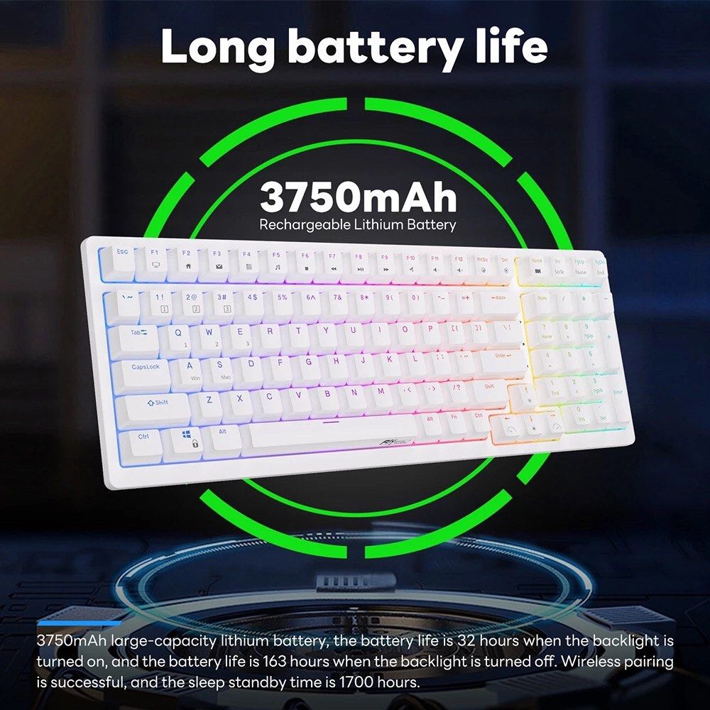 ROYAL KLUDGE RK98 HOT-SWAPPABLE WIRELESS MECHANICAL KEYBOARD WITH RGB ...