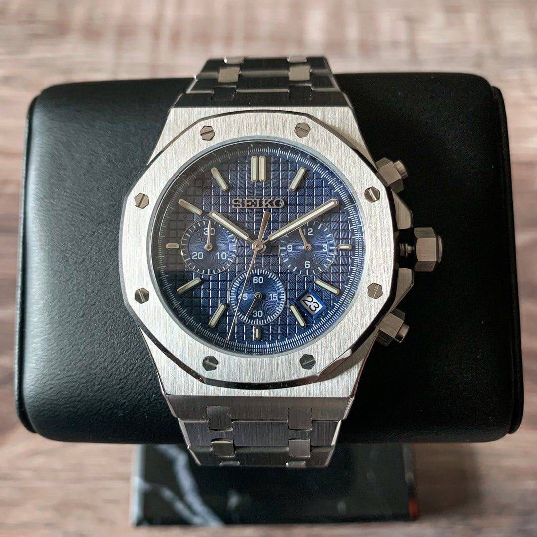 Seiko mod X Ap Royal Oak Blue Dial, Luxury, Watches on Carousell