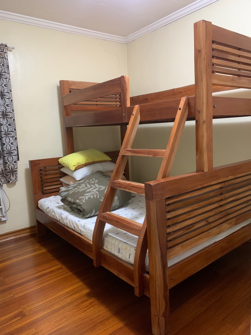 Solid Wood Double Deck, Furniture & Home Living, Furniture, Bed Frames ...