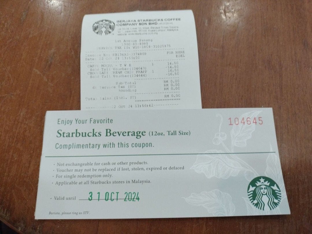Starbucks Voucher, Tickets & Vouchers, Vouchers on Carousell
