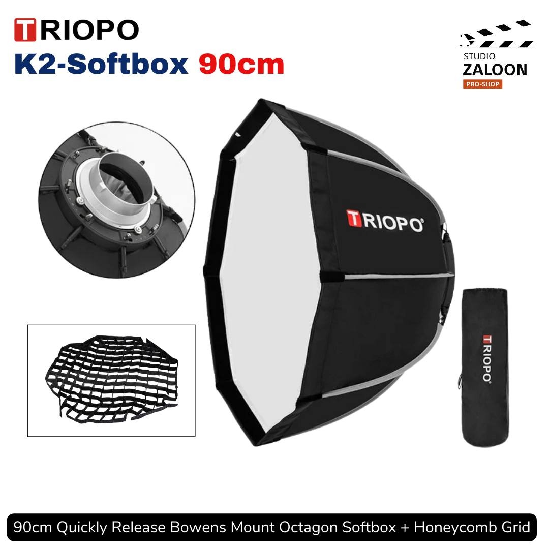 Triopo K2 90 Quickly Release Bowens Mount Octagon Softbox and Honeycomb ...